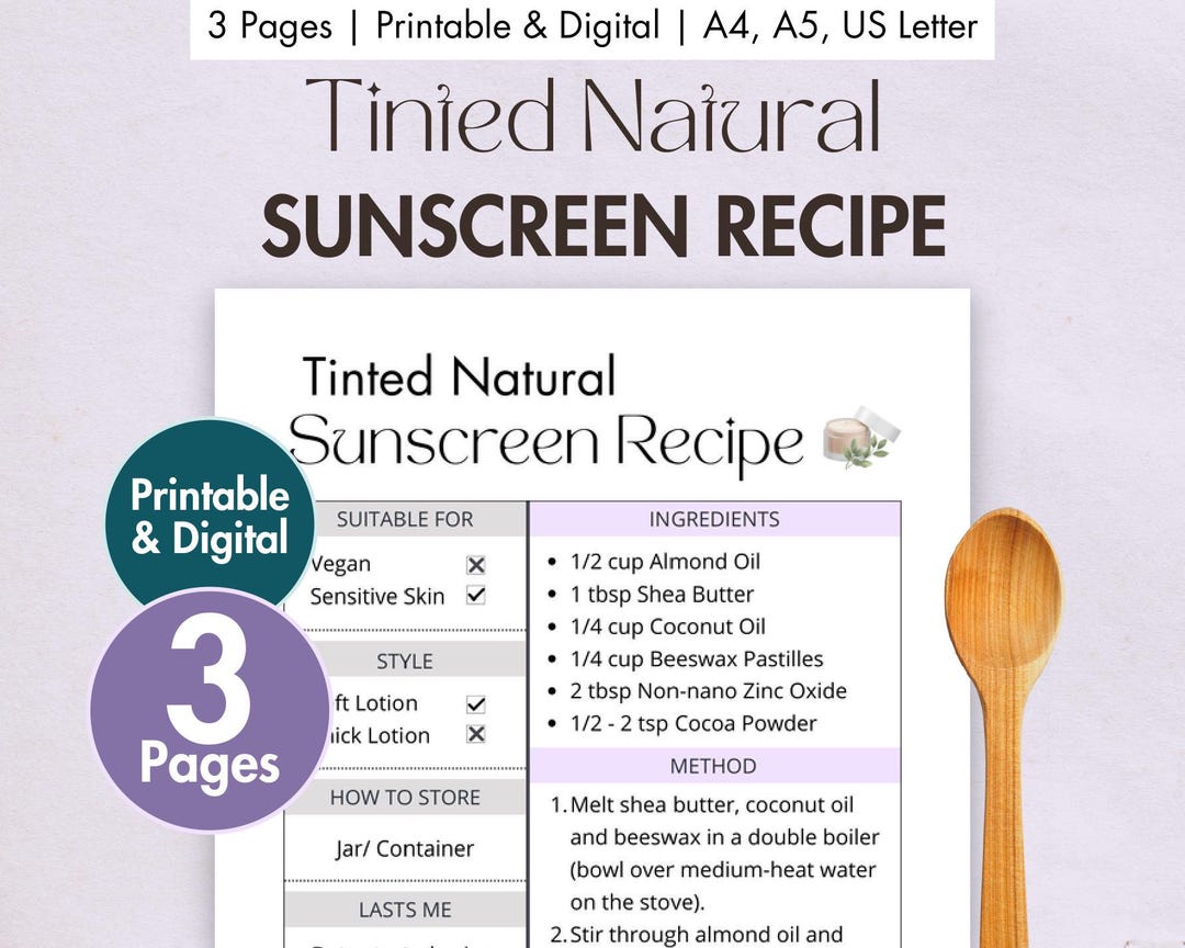 DIY Tinted Sunscreen Recipe Printable Homemade Tinted Suncream Natural ...