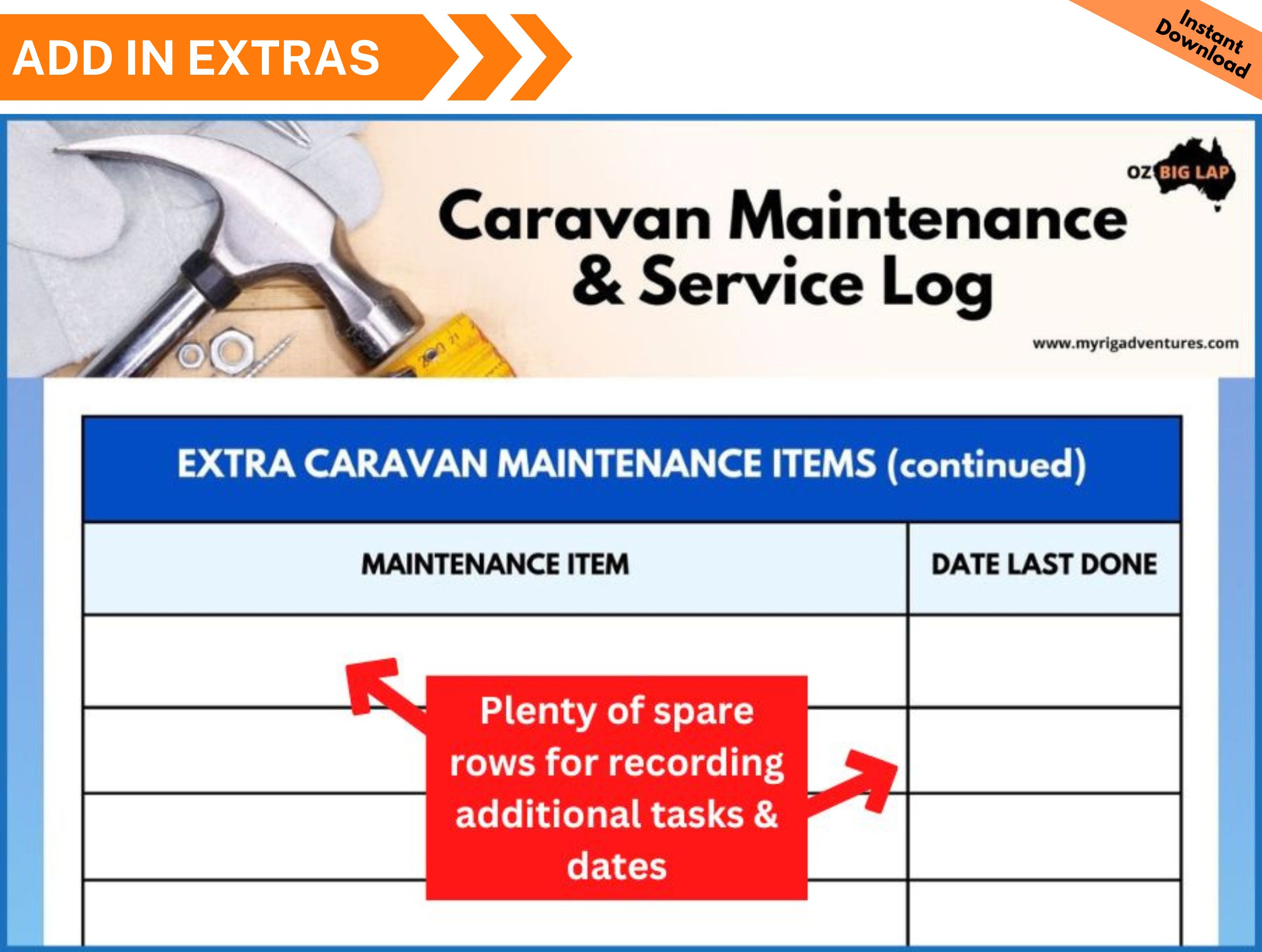 Caravan Maintenance & Service Log Printable Digital RV Maintenance ...