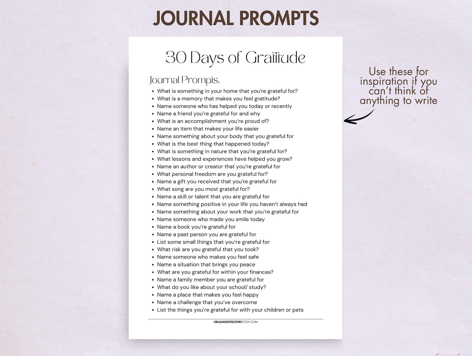 30 Days of Gratitude Journal Printable Digital Monthly Gratitude ...