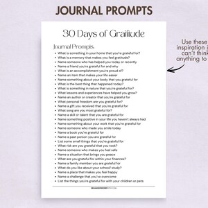 30 Days of Gratitude Journal Printable Digital Monthly Gratitude ...