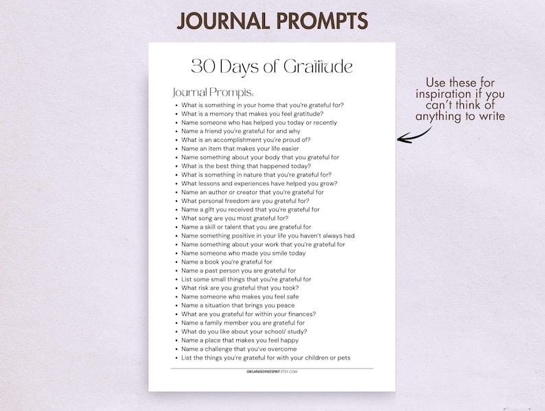 30 Days of Gratitude Journal Printable Digital Monthly Gratitude ...