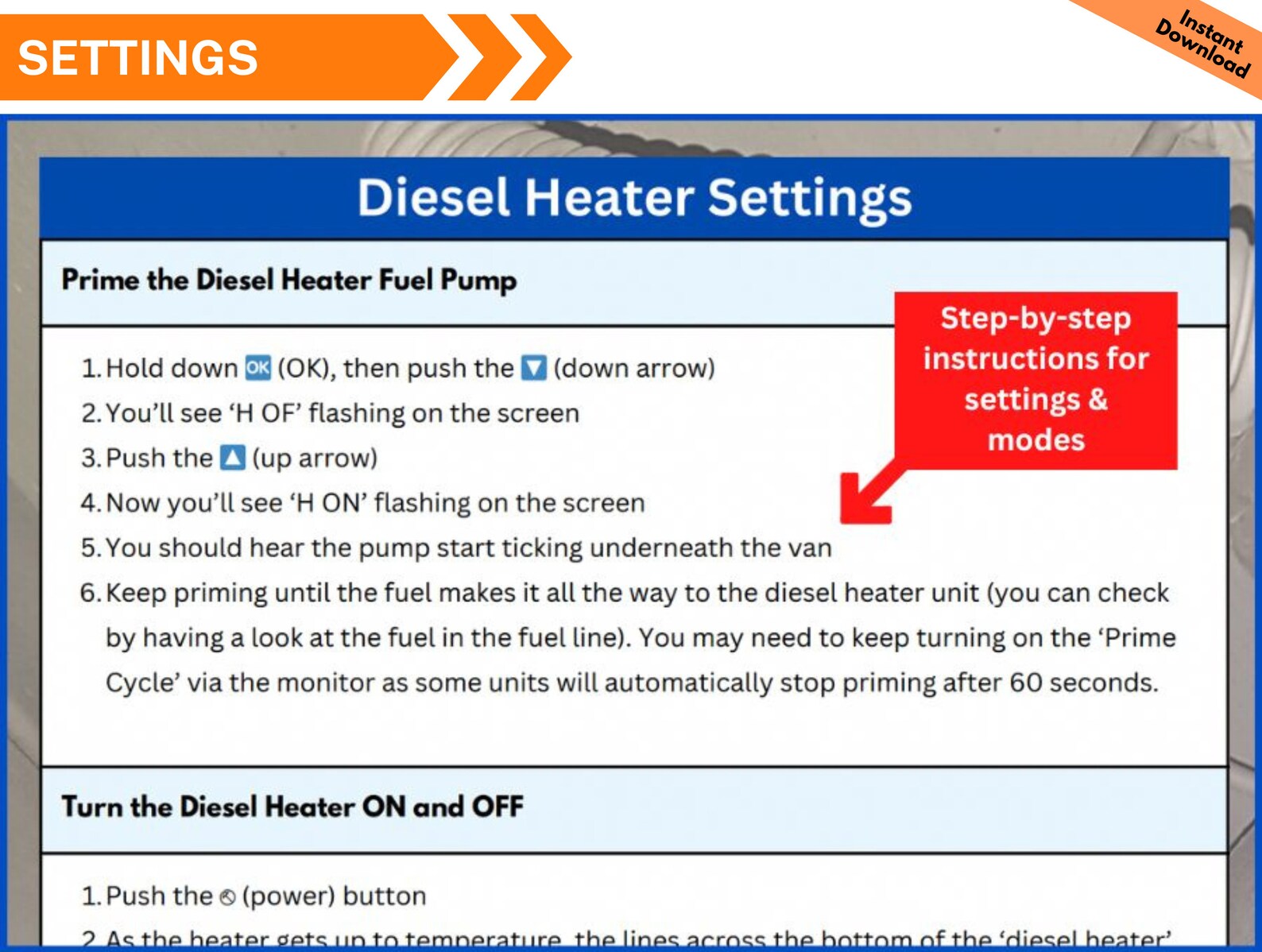 RV Diesel Heater Cheat Sheet Printable & Digital Caravan Maintenance ...