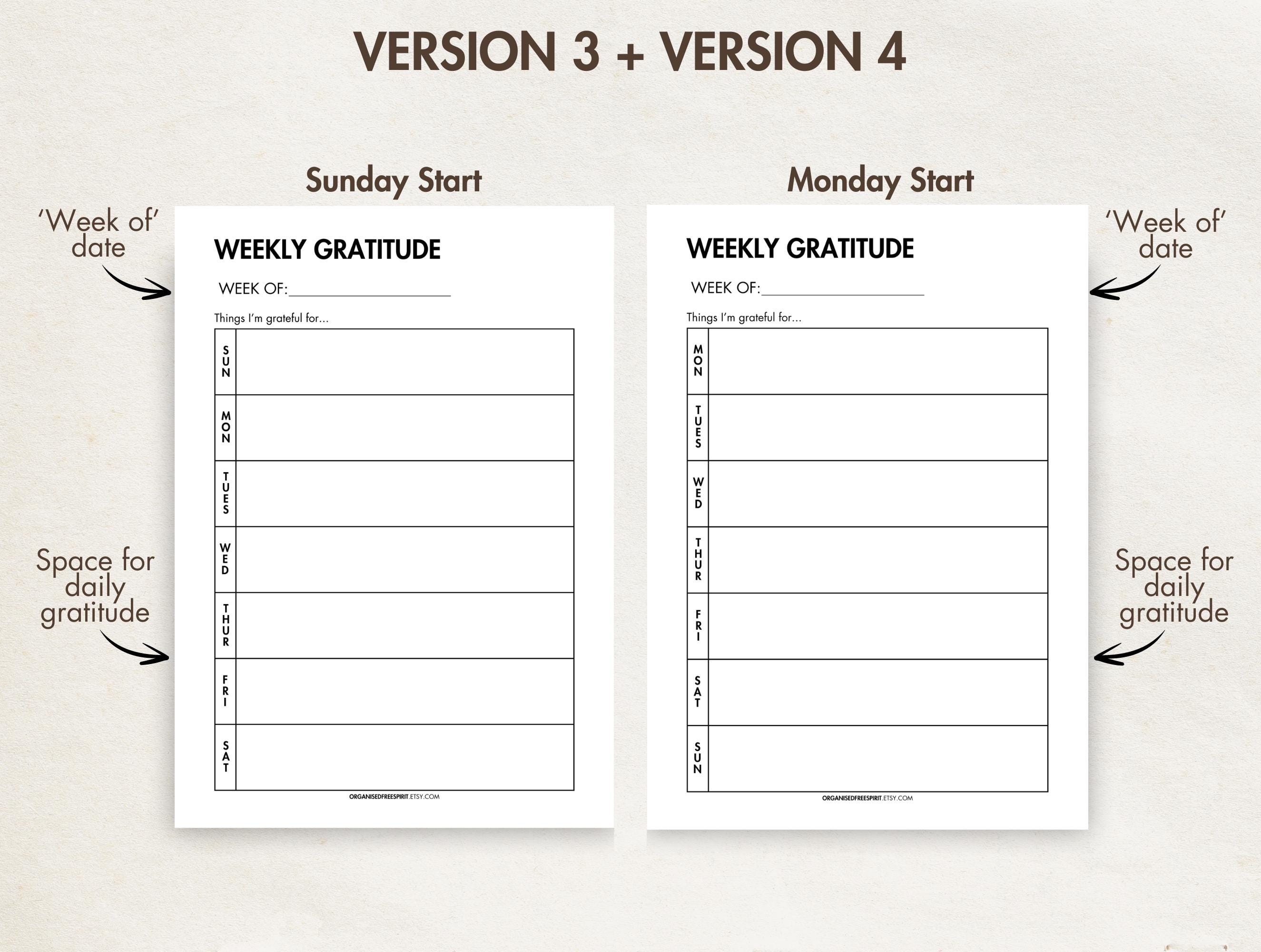 Weekly Gratitude Journal Printable Digital Minimalist Gratitude Journal ...