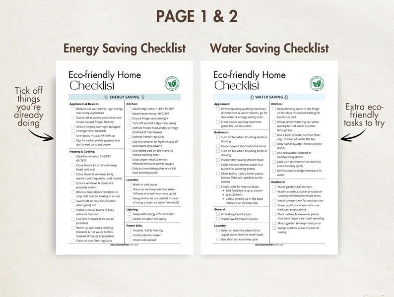 Eco-friendly Home Checklist Bundle Printable & Digital Sustainable ...