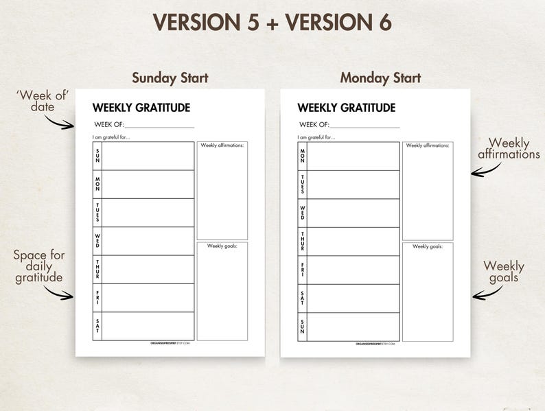 Weekly Gratitude Journal Printable Digital Minimalist Gratitude Journal ...