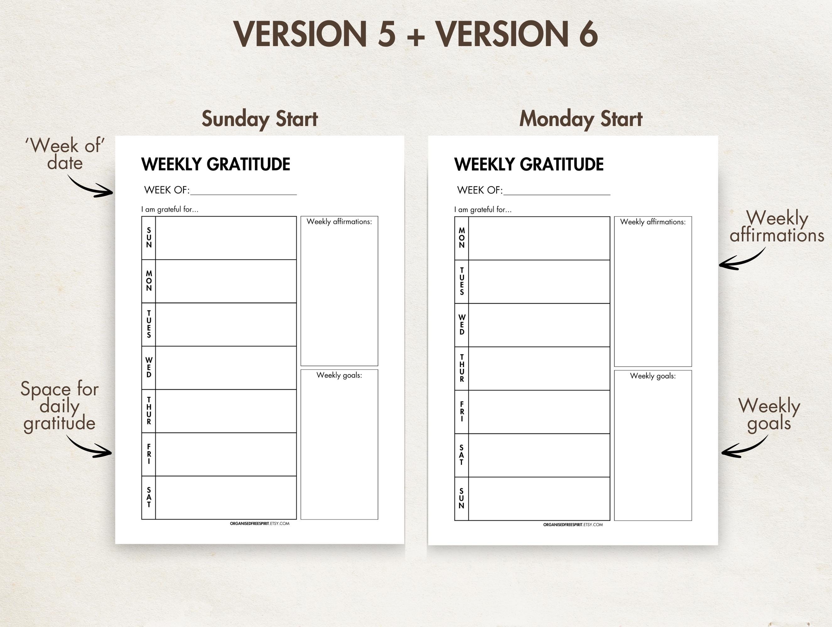 Weekly Gratitude Journal Printable Digital Minimalist Gratitude Journal ...