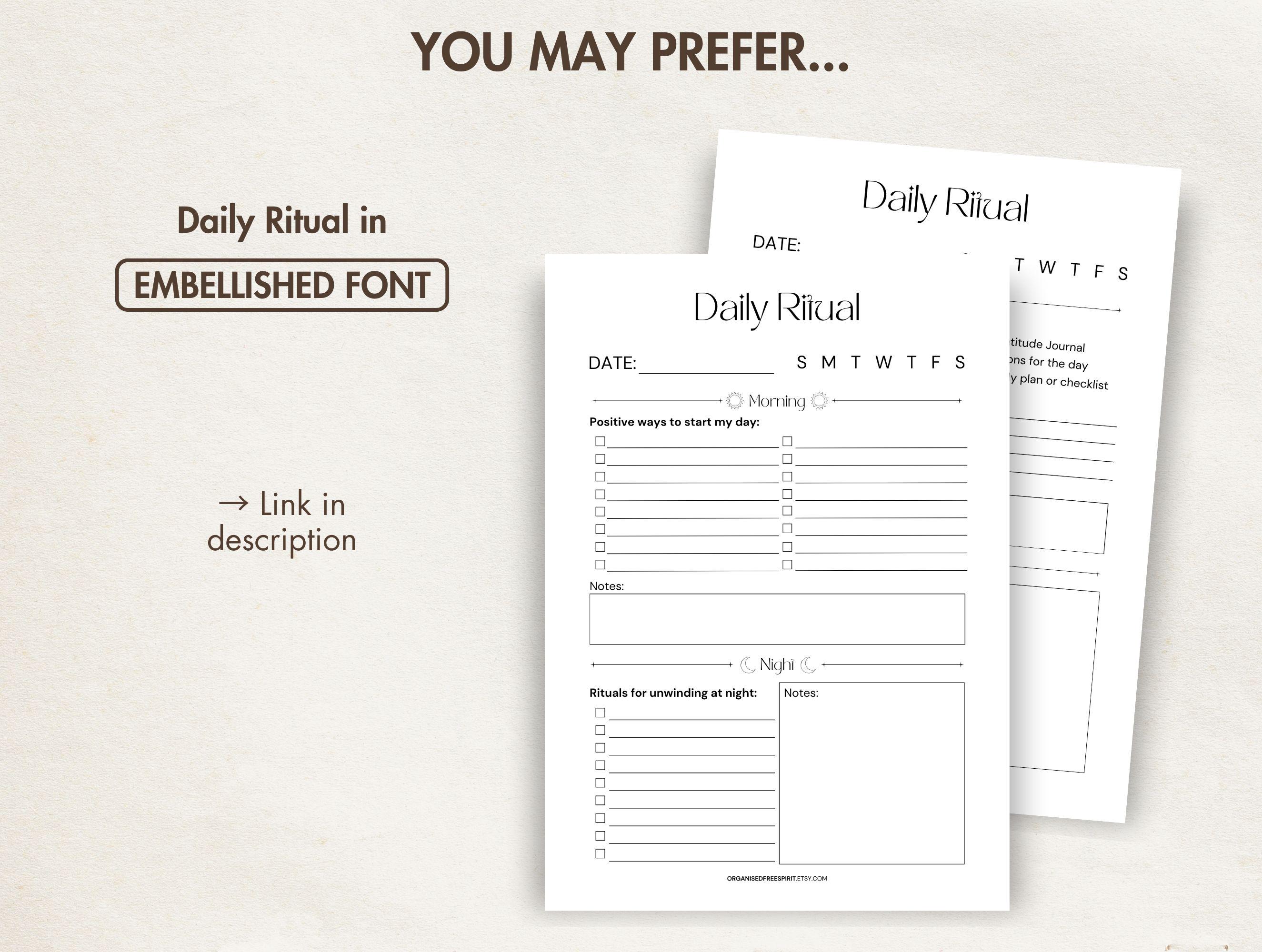 Daily Ritual Journal Printable Digital Daily Habits Tracker Morning ...