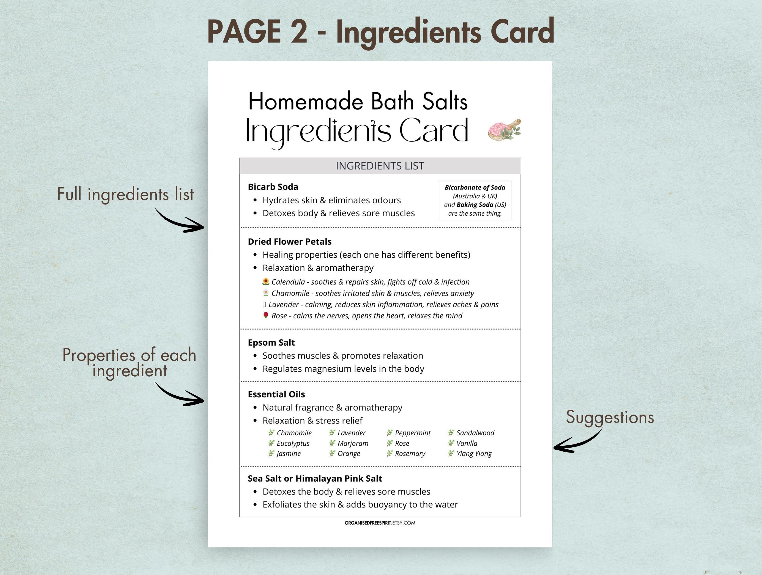 DIY Bath Salts Recipe Card Printable Digital Bath Salts Planner ...