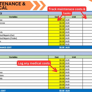 Travel Expense Tracker Spreadsheet Road Trip Australia Budget Big Lap ...