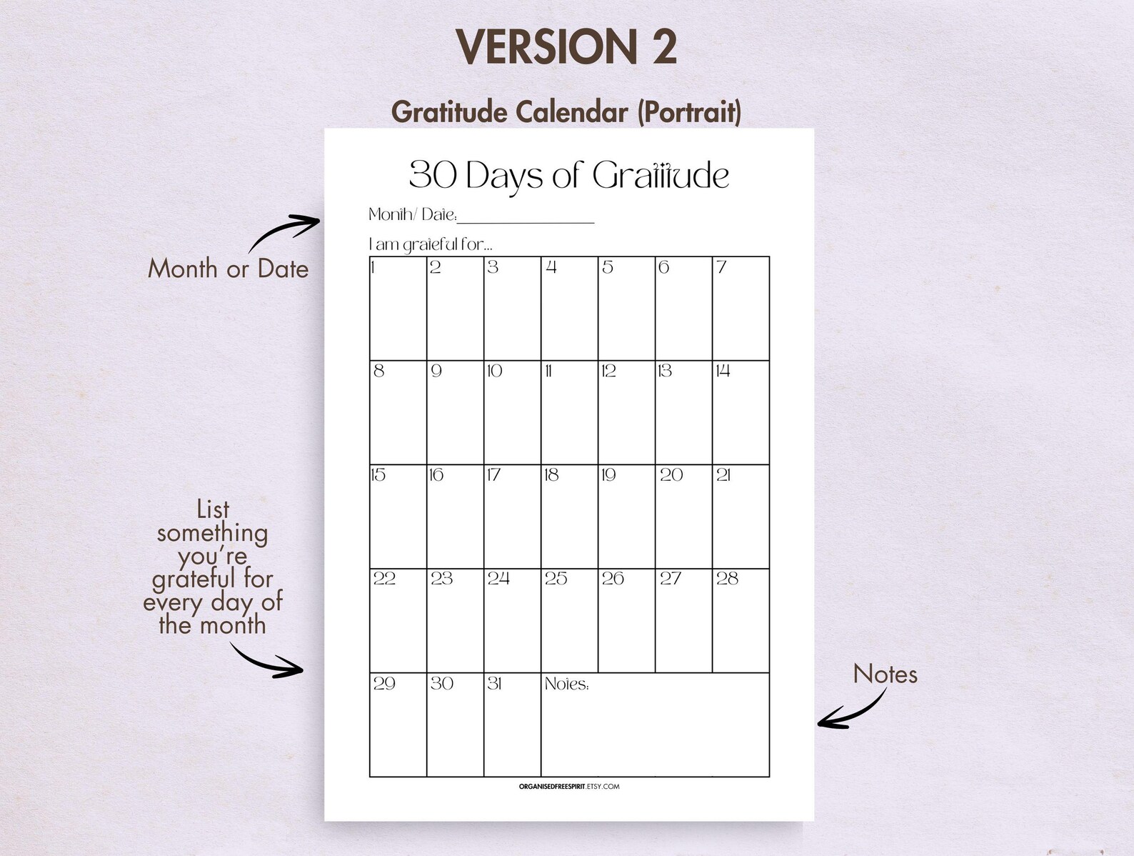 30 Days of Gratitude Journal Challenge Printable Digital Monthly ...