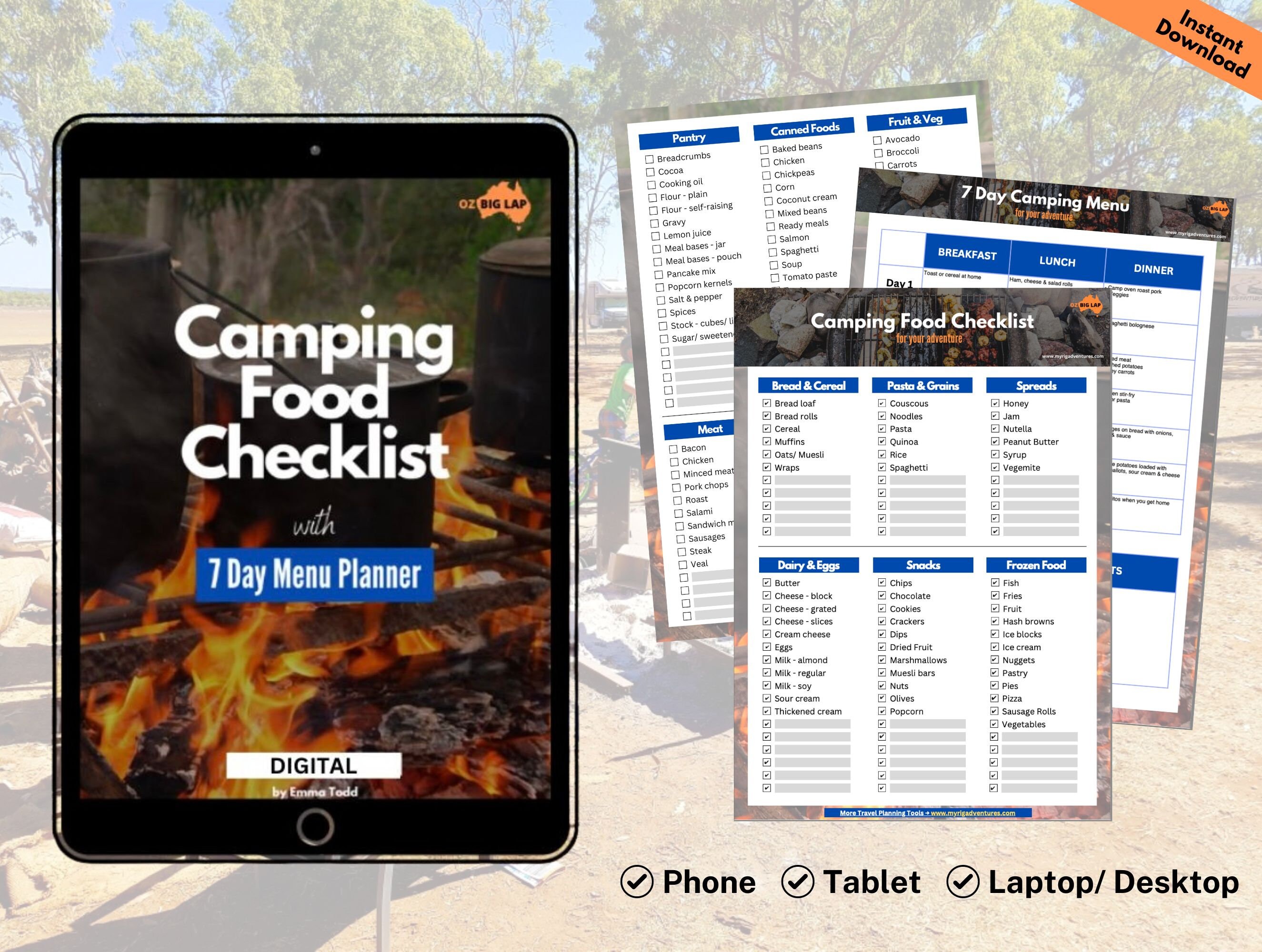 Camping Meal Planner Camping Food Checklist Digital RV Food Checklist ...