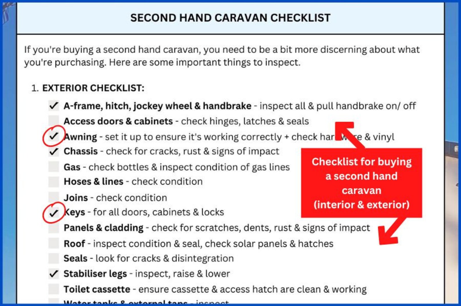 Caravan Buyers Guide Printable & Digital RV Planner Caravan Checklist ...