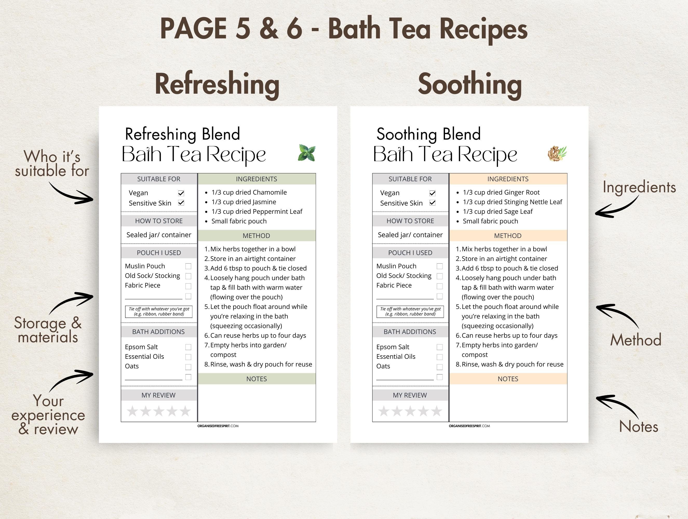 DIY Herbal Bath Tea Recipe BUNDLE Printable Digital Bath Tea Bag ...
