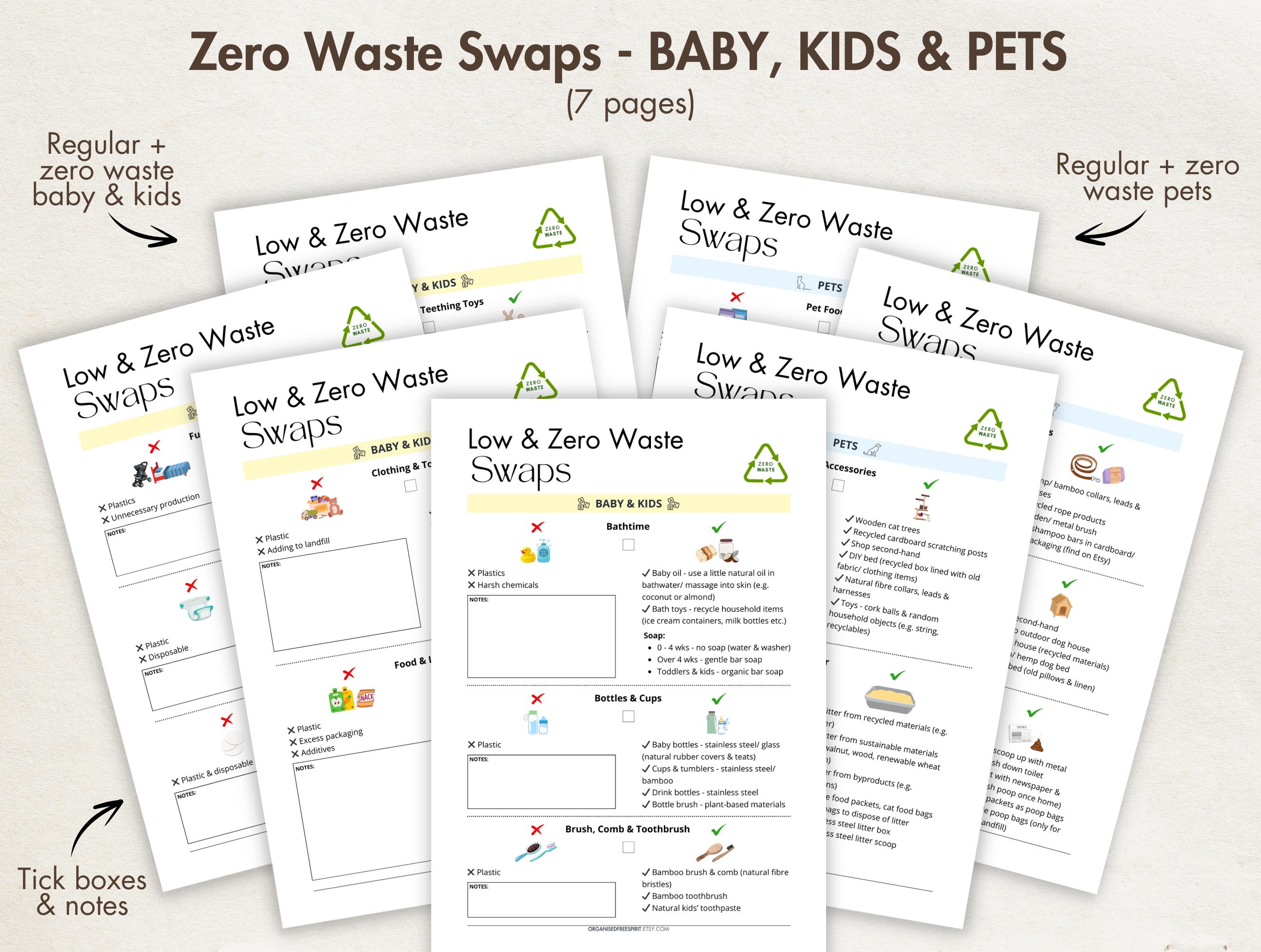 Zero Waste Swaps Checklist Printable BUNDLE Digital Sustainable Living ...