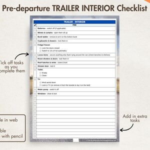 Caravan Pre-departure Checklist Printable Digital Caravan Towing ...