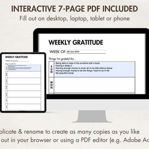 Weekly Gratitude Journal Printable Digital Minimalist Gratitude Journal ...