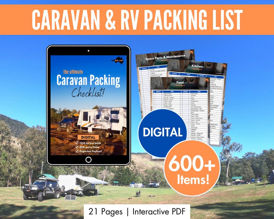 Caravan & RV Packing Checklist Digital RV Planner Motorhome Planning ...