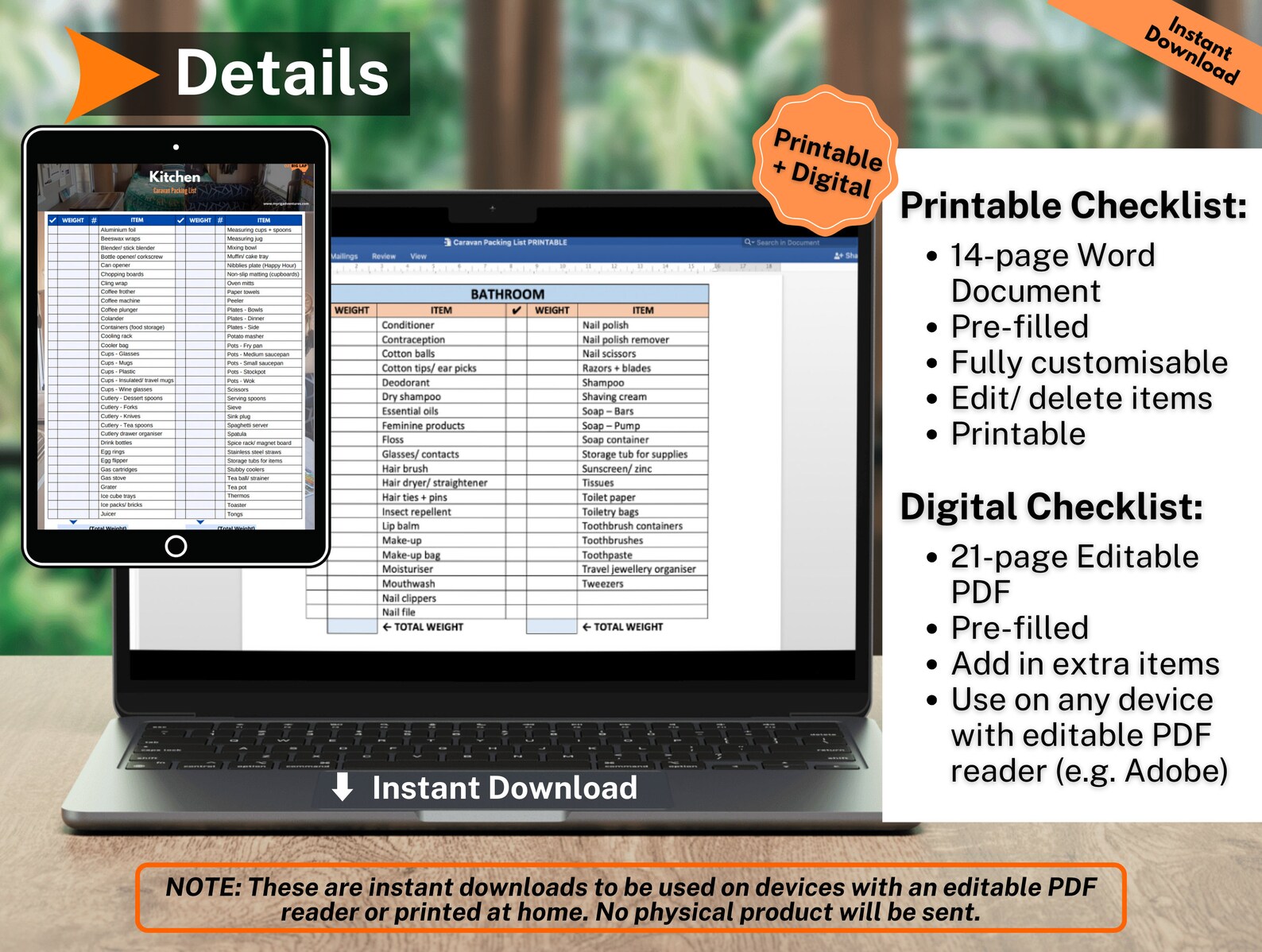 Caravan Packing List Printable Digital RV Checklist Motorhome Planner ...