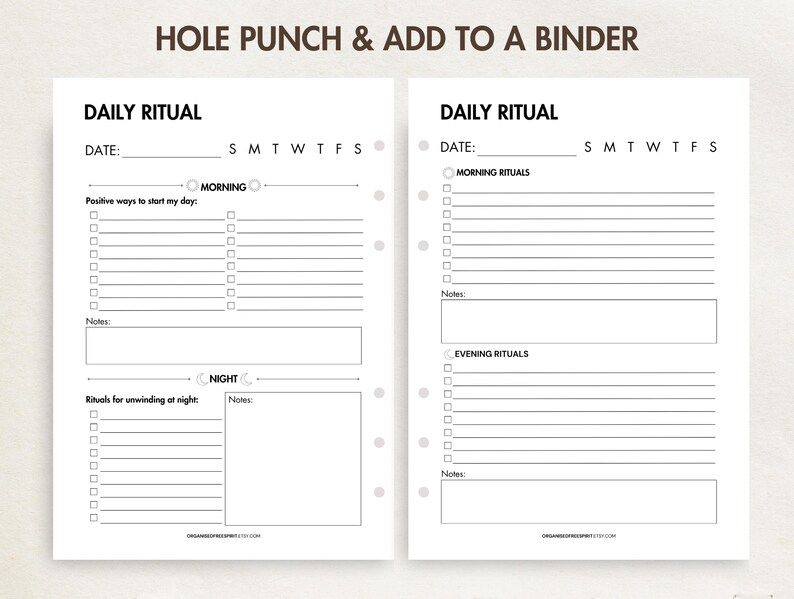 Daily Ritual Journal Printable Digital Daily Habits Tracker Morning ...