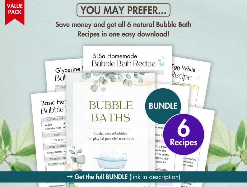 DIY Basic Bubble Bath Recipe Printable | Digital Homemade Bubble Bath ...