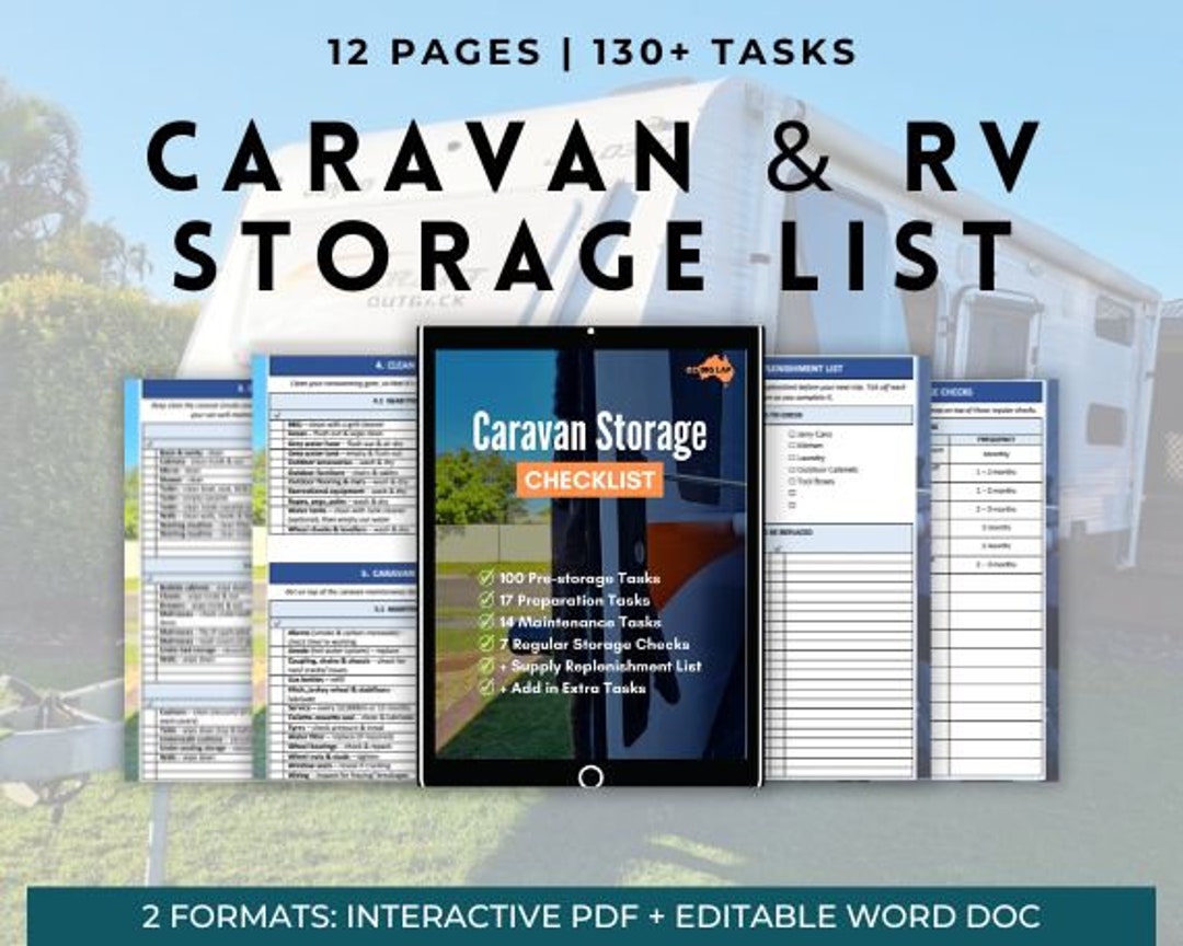 DIGITAL PRINTABLE Caravan & RV Storage Checklist Motorhome Maintenance ...