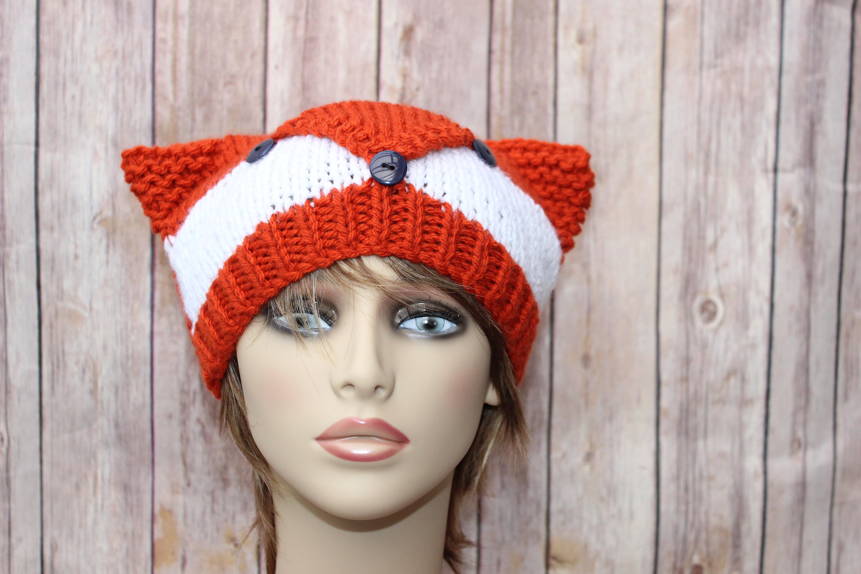 Knitting Pattern for Ladies Fox Wolf Hat Childs Fox Wolf Hat Pattern ...