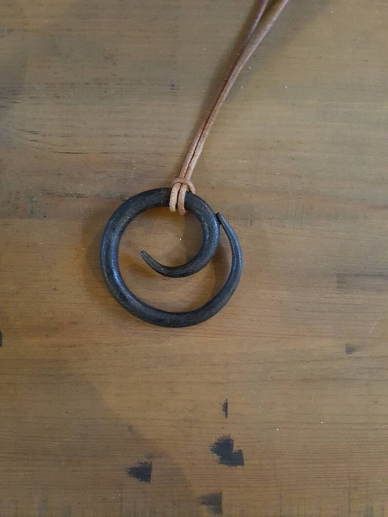 Hand Forged Iron Circle Pendant Necklace - Blacksmith Made - Iron ...