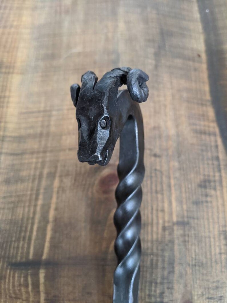 Hand Forged Iron Ram's Head Fire Poker Blacksmith Made | Etsy