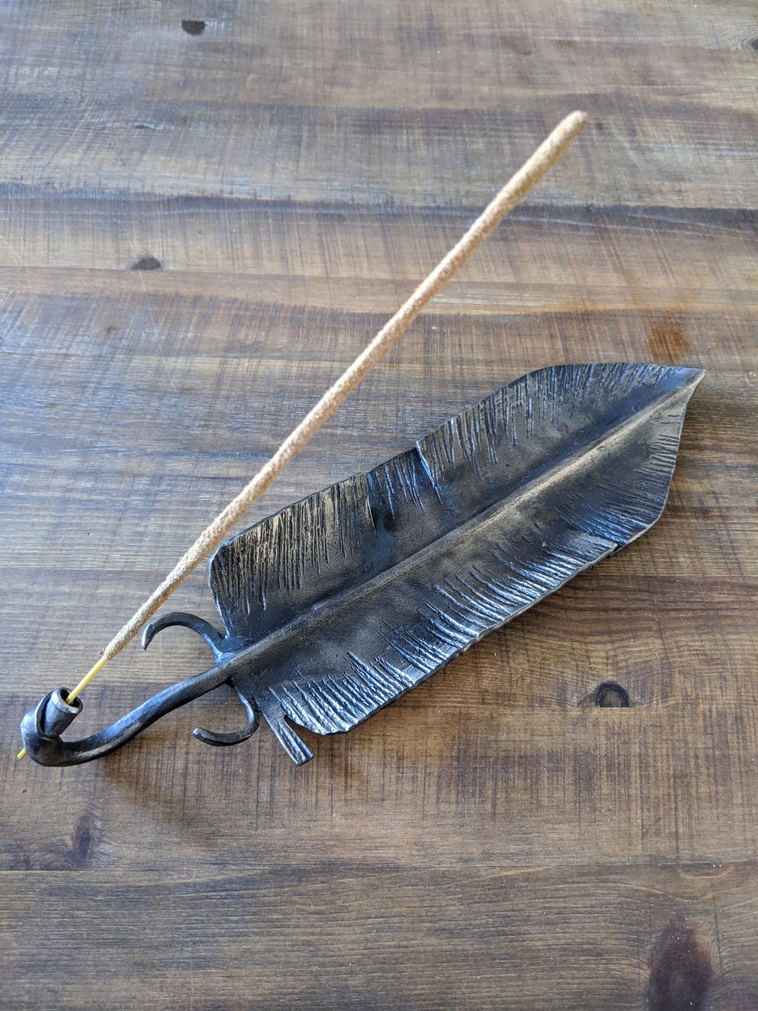 Hand Forged Iron Feather Incense Burner - Etsy