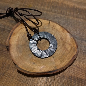 Hand Forged Hammered Iron Ring Pendant Necklace - Blacksmith Made - 6th ...