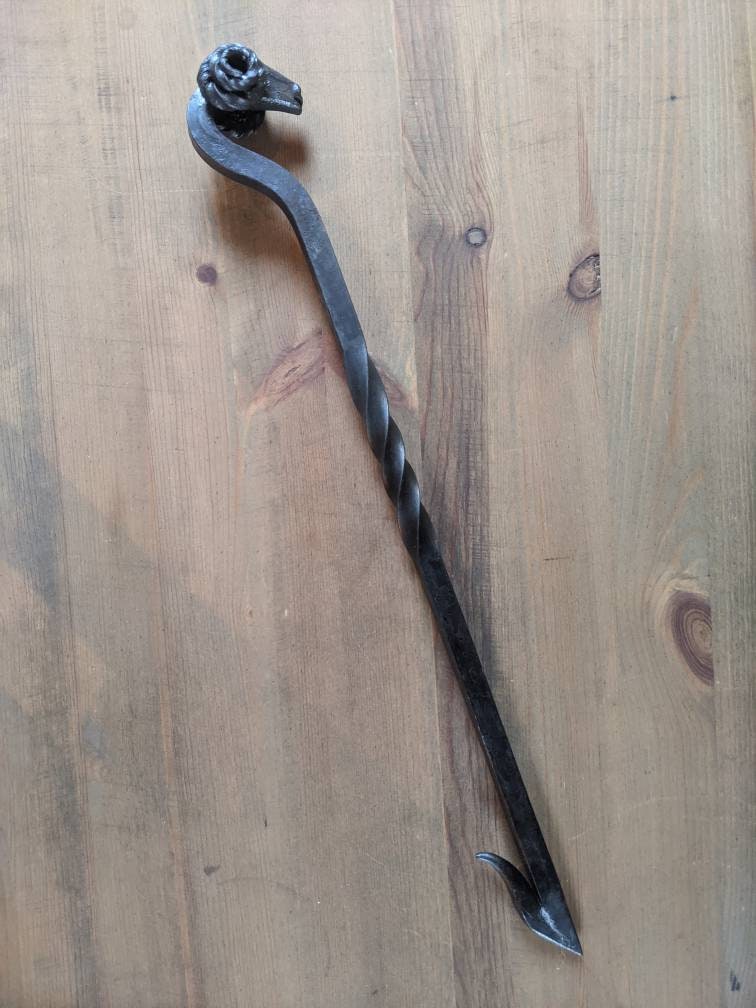 Hand Forged Iron Ram's Head Fire Poker Blacksmith Made | Etsy
