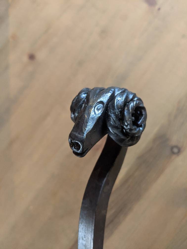 Hand Forged Iron Ram's Head Fire Poker Blacksmith Made | Etsy