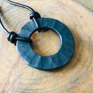 Hand Forged Hammered Iron Ring Pendant Necklace - Blacksmith Made - 6th ...