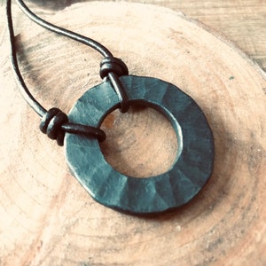 Hand Forged Hammered Iron Ring Pendant Necklace - Blacksmith Made - 6th ...
