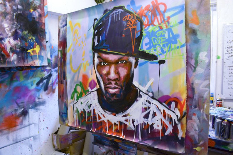 50 Cent Original Painting 40 Art Music Rap Hip | Etsy UK