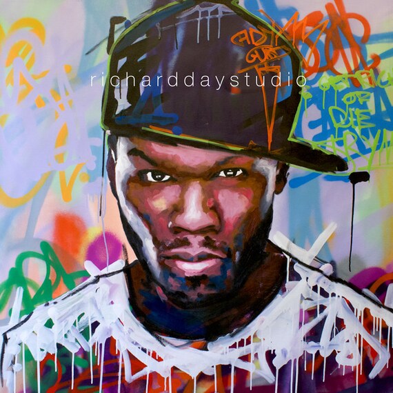 50 Cent Original Painting 40 Art Music Rap Hip | Etsy