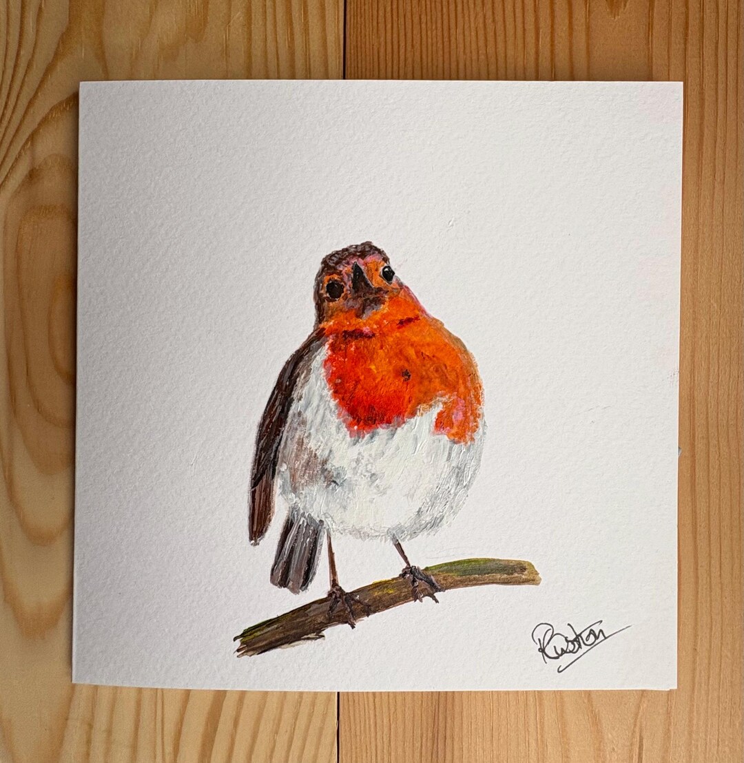 Robin Hand Painted Card - Etsy UK