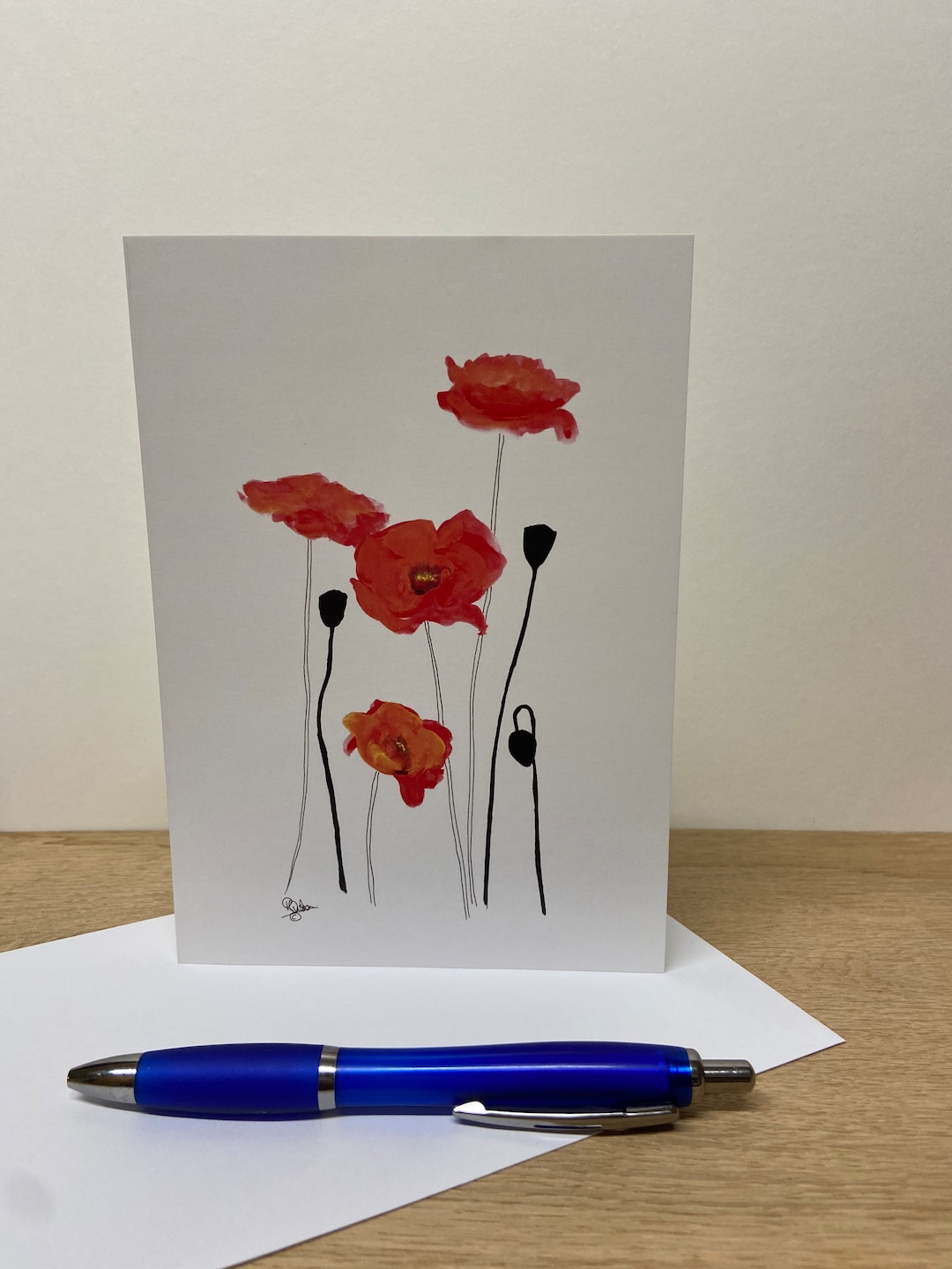 Poppy Greeting Card Blank Inside - Etsy