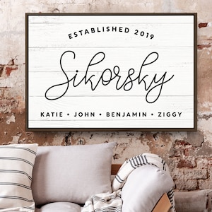 Boho LAST NAME Sign, Canvas Farmhouse Print, Custom Rustic Family Name ...