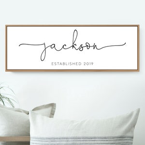 Canvas LAST NAME Sign, Personalized Farmhouse Print, Script Family Name ...