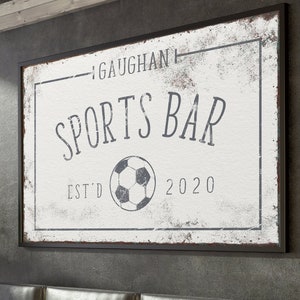 Personalized SPORTS BAR Sign > Vintage Home Bar Wall Art, Custom Soccer ...