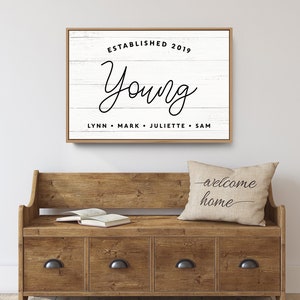 Boho LAST NAME Sign, Canvas Farmhouse Print, Custom Rustic Family Name ...