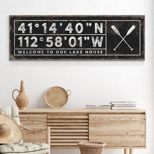 Large BEACH HOUSE Sign With Shell > Vintage Coordinates Sign for Beach ...
