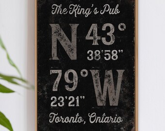 Custom COORDINATES Sign Personalized Family Name Canvas | Etsy