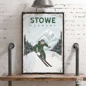 Custom MOUNT SNOW Poster orange Vermont Ski Mountain Wall | Etsy