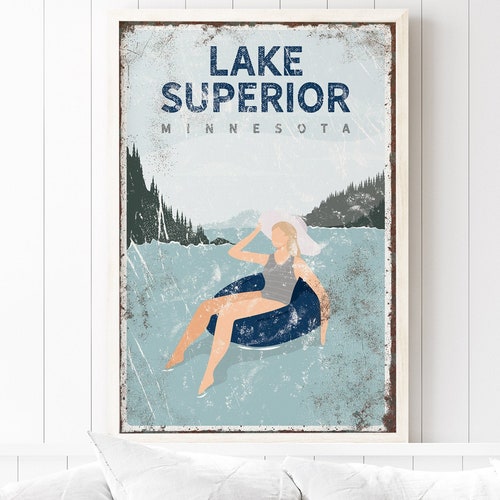 Vintage Lake Superior Sign Custom Coastal Art Print - Etsy