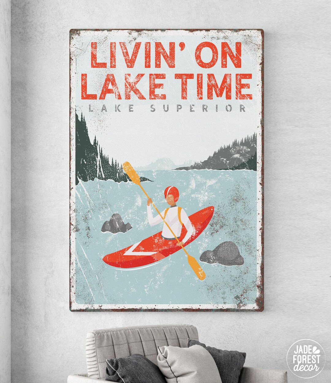 Vintage Livin' on LAKE TIME Sign > Personalized Kayak Lakehouse Decor ...