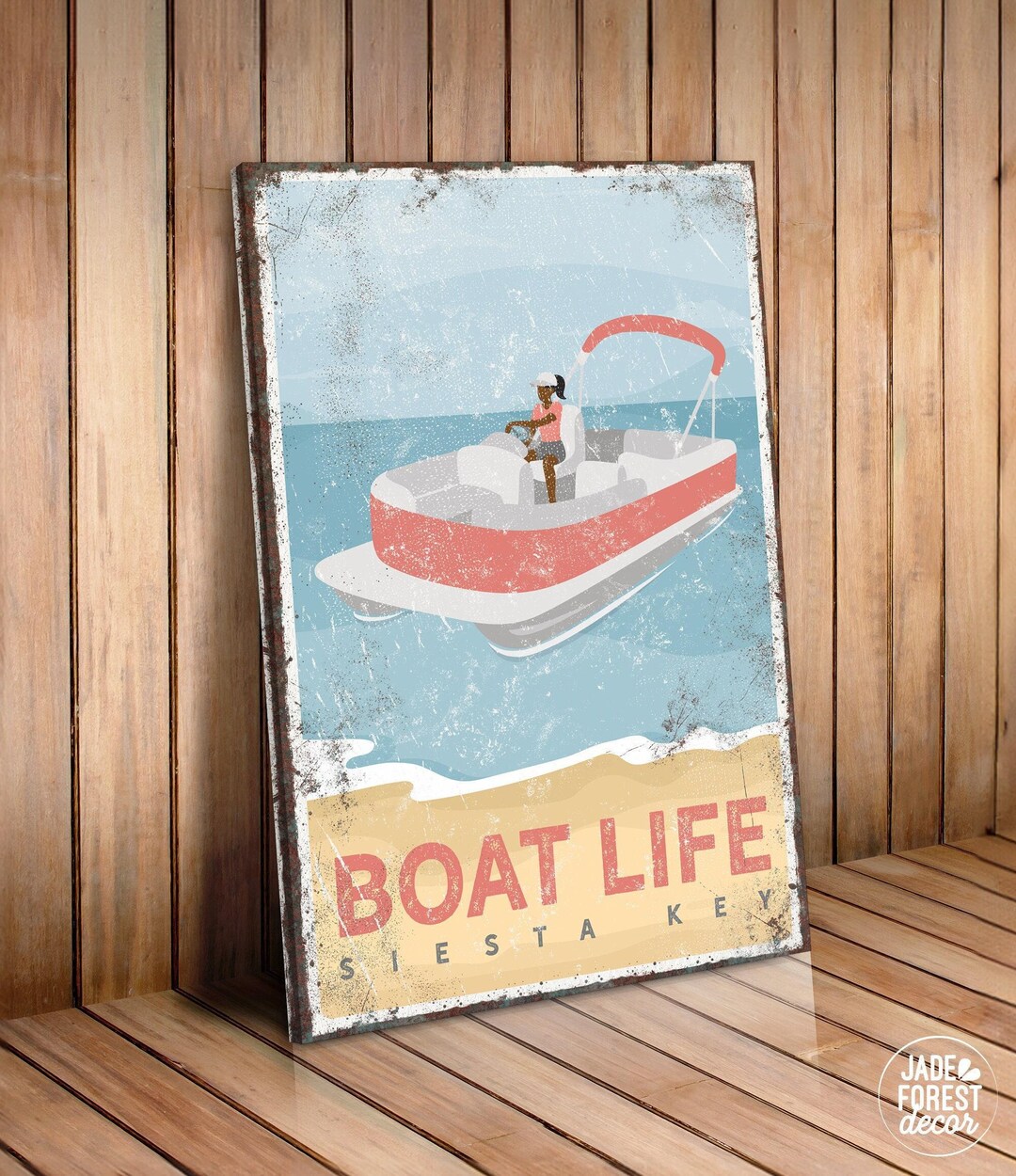 Beach House Decor, Pontoon Boat Sign, Vintage Beach Poster, Custom ...