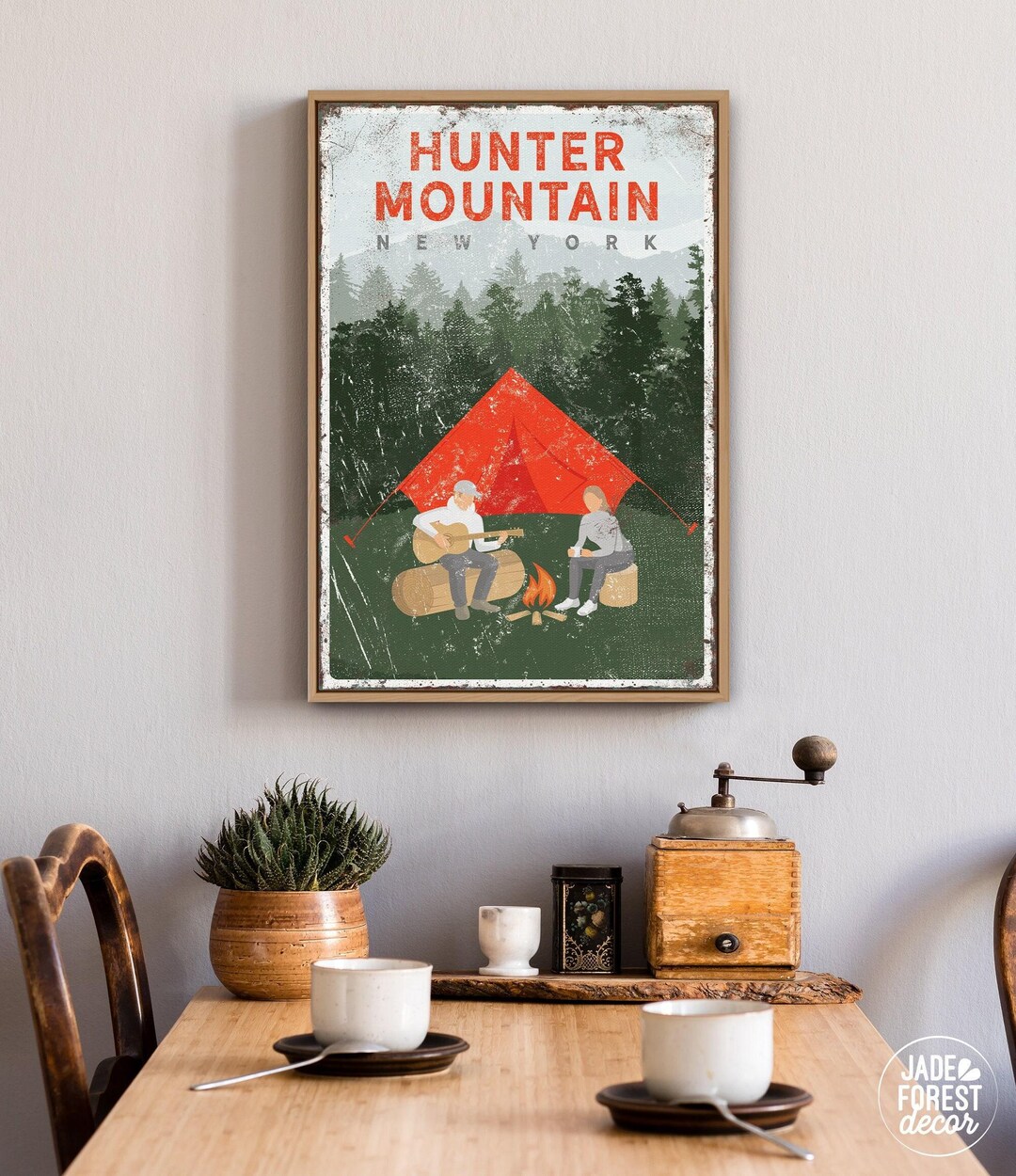 Personalized Vintage CAMPING Poster, HUNTER MOUNTAIN Camping Sign, Tent ...
