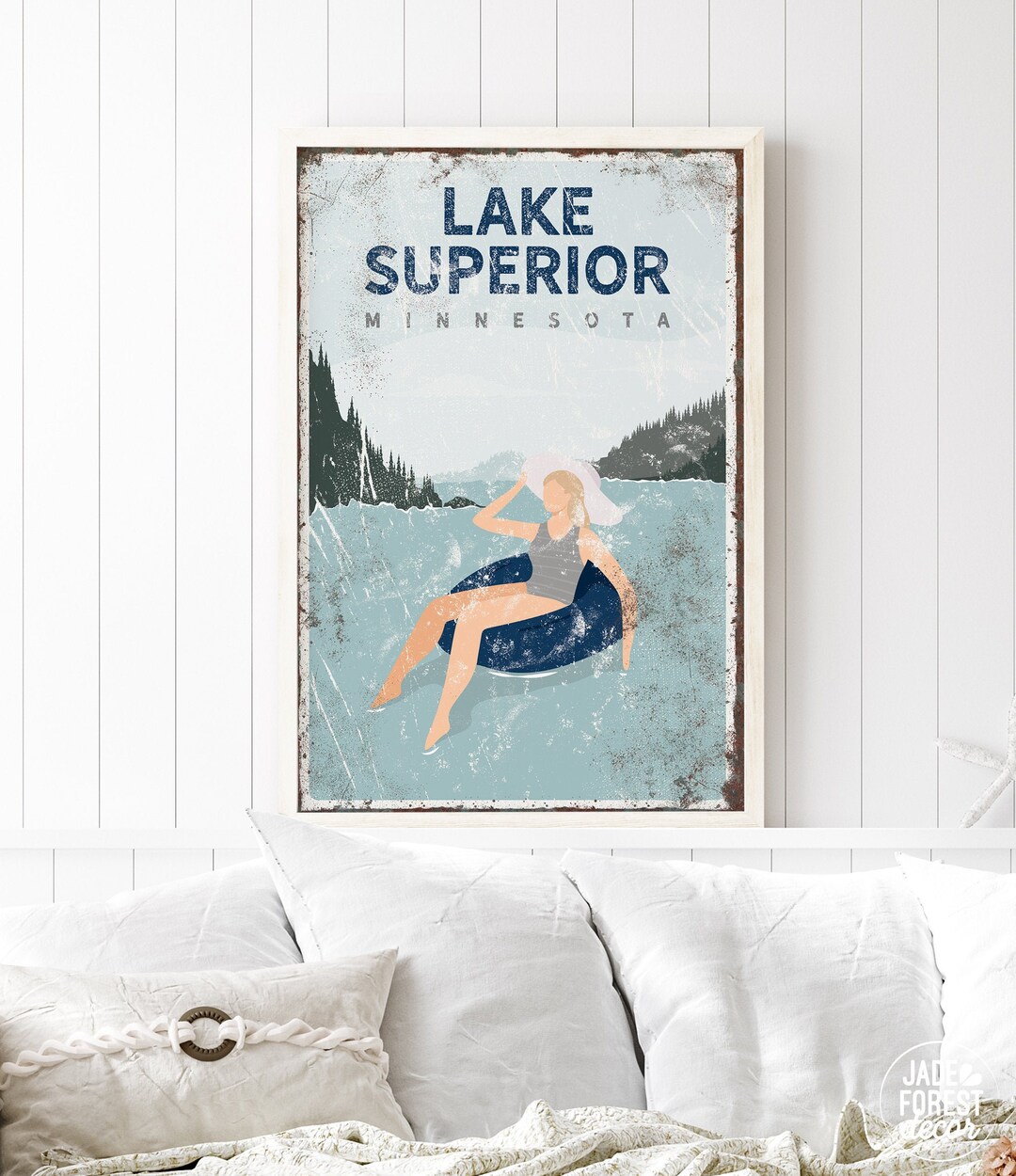 Vintage Lake Superior Sign Custom Coastal Art Print, Vintage Tubing ...